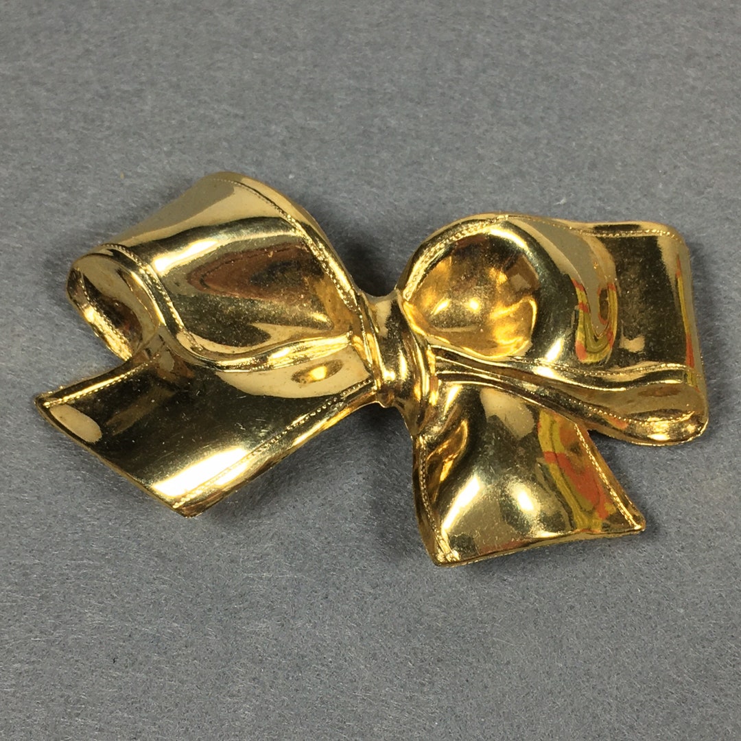 Vintage Western Germany Brooch Pin Gold Tone Bow - Etsy