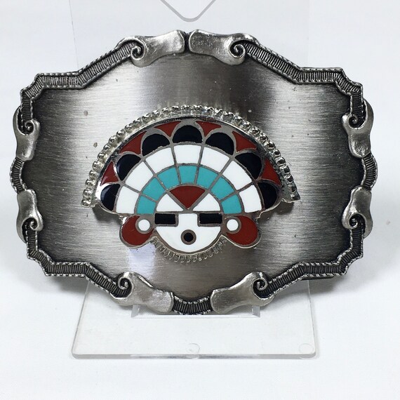 Men's Belt Buckle Enamel Sun Face Vintage Southwester… - Gem