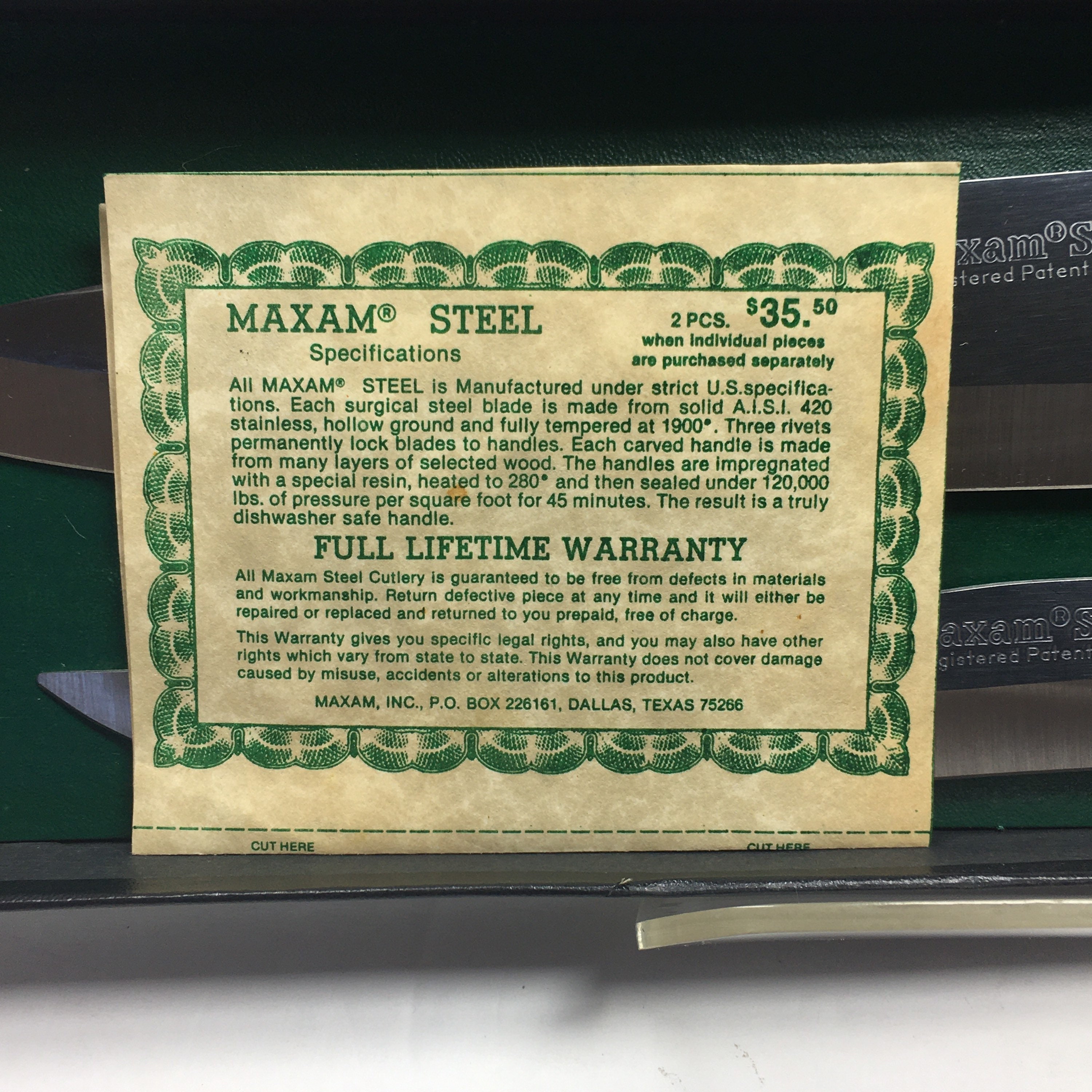 Vintage MAXAM Stainless Steel Kitchen Knife Set 2 Pc 8 French Carving 9 ...