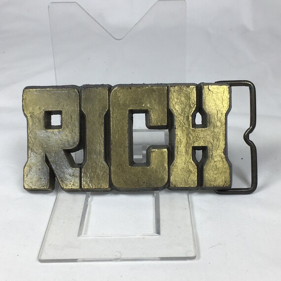 Vintage Belt Buckle RICH Mans Name Cut Spelled Out 3.… - Gem