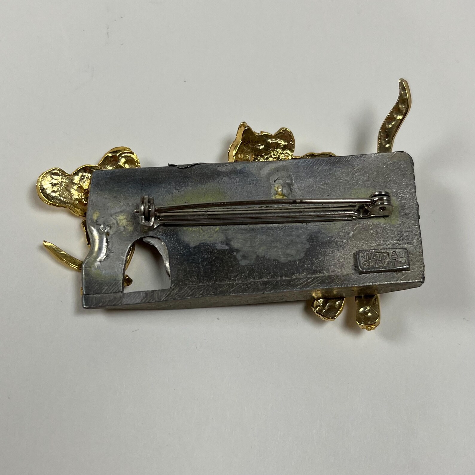 Vintage Ultra Craft Signed Pin Brooch Cat and Mouse Silver & Gold Tone ...