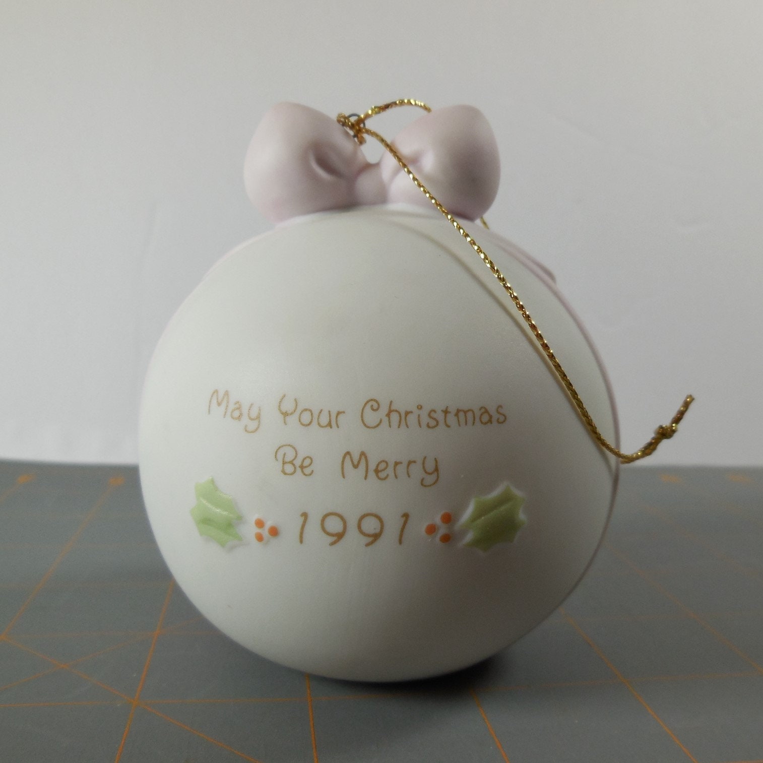 Enesco Precious Moments Porcelain Christmas Ball Ornament 1991 May Your ...