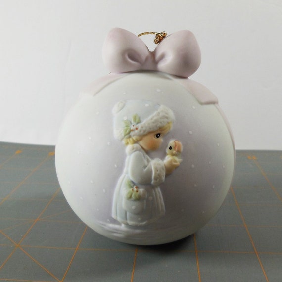 Enesco Precious Moments Porcelain Christmas Ball Ornament 1991 | Etsy