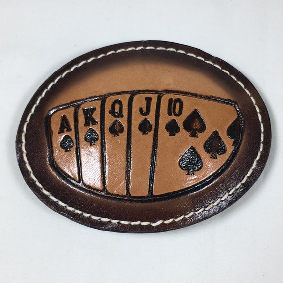 Vintage Belt Buckle Western Straight Cards Cowboy Cow… - Gem