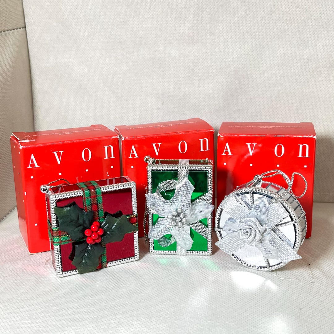 Lot of 3 Avon Christmas Tree Ornaments “all Wrapped up for Christmas ...