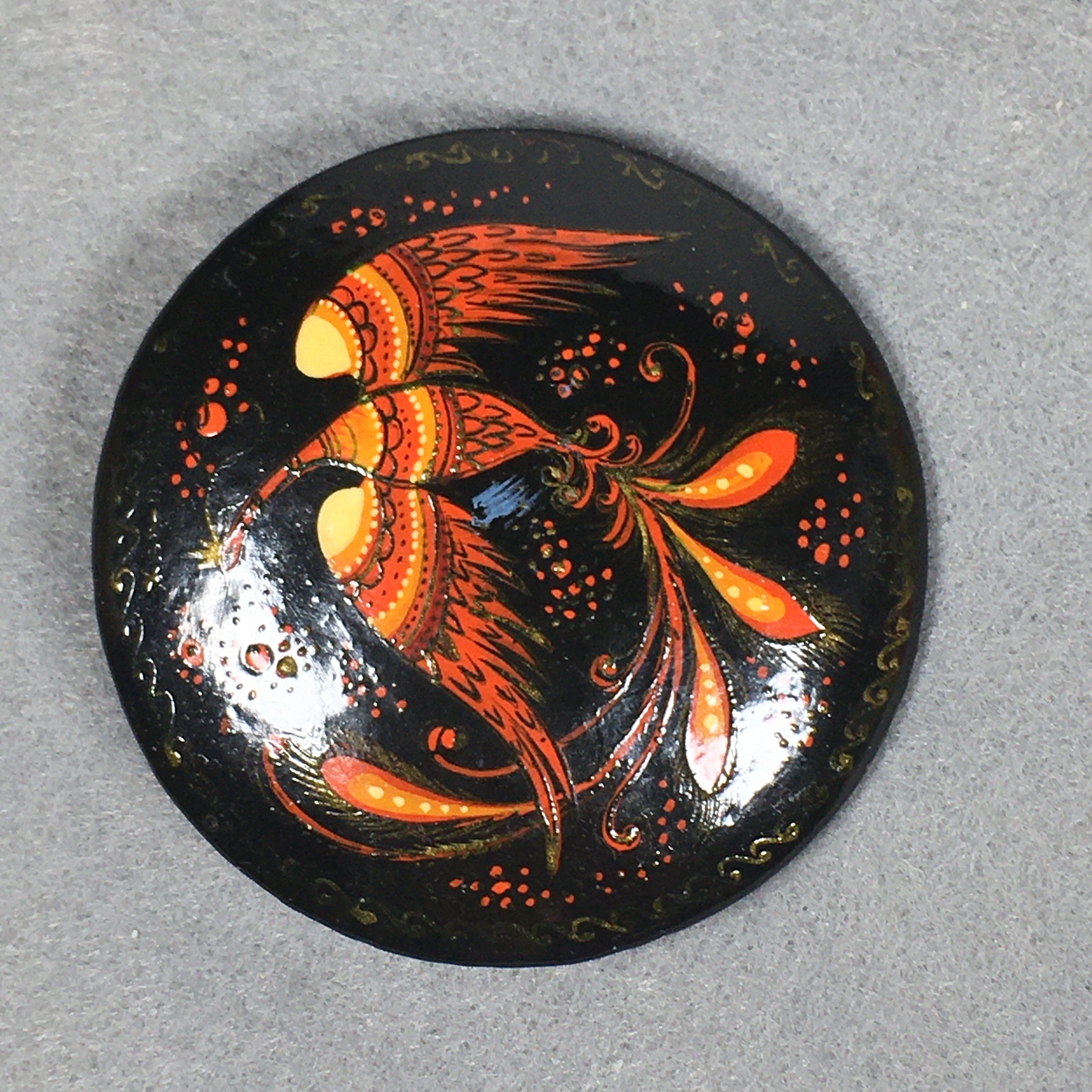 Vintage Russian Lacquered Wood Phoenix Fire Bird Brooch Pin - Etsy
