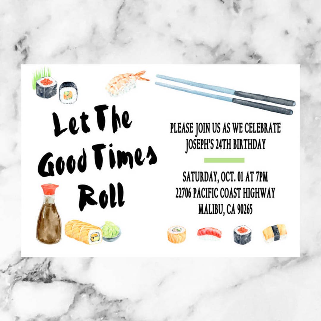 SUSHI Birthday Invitation / Seafood / Birthday / Invitation / Sushi ...