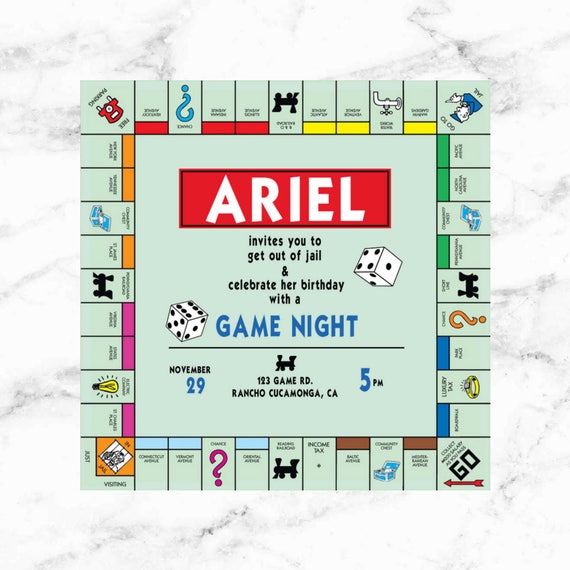Monopoly Game Invitations Zodvery Arcade Game Birthday Party