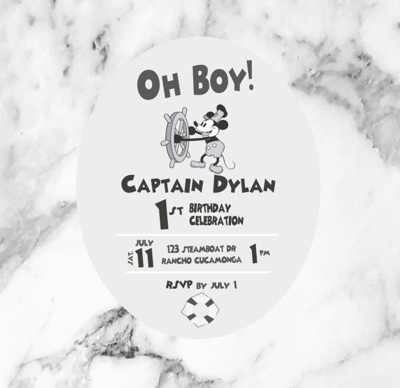 STEAMBOAT WILLIE Mickey/ Baby Shower/ Baby/ Birthday/ Invitation ...