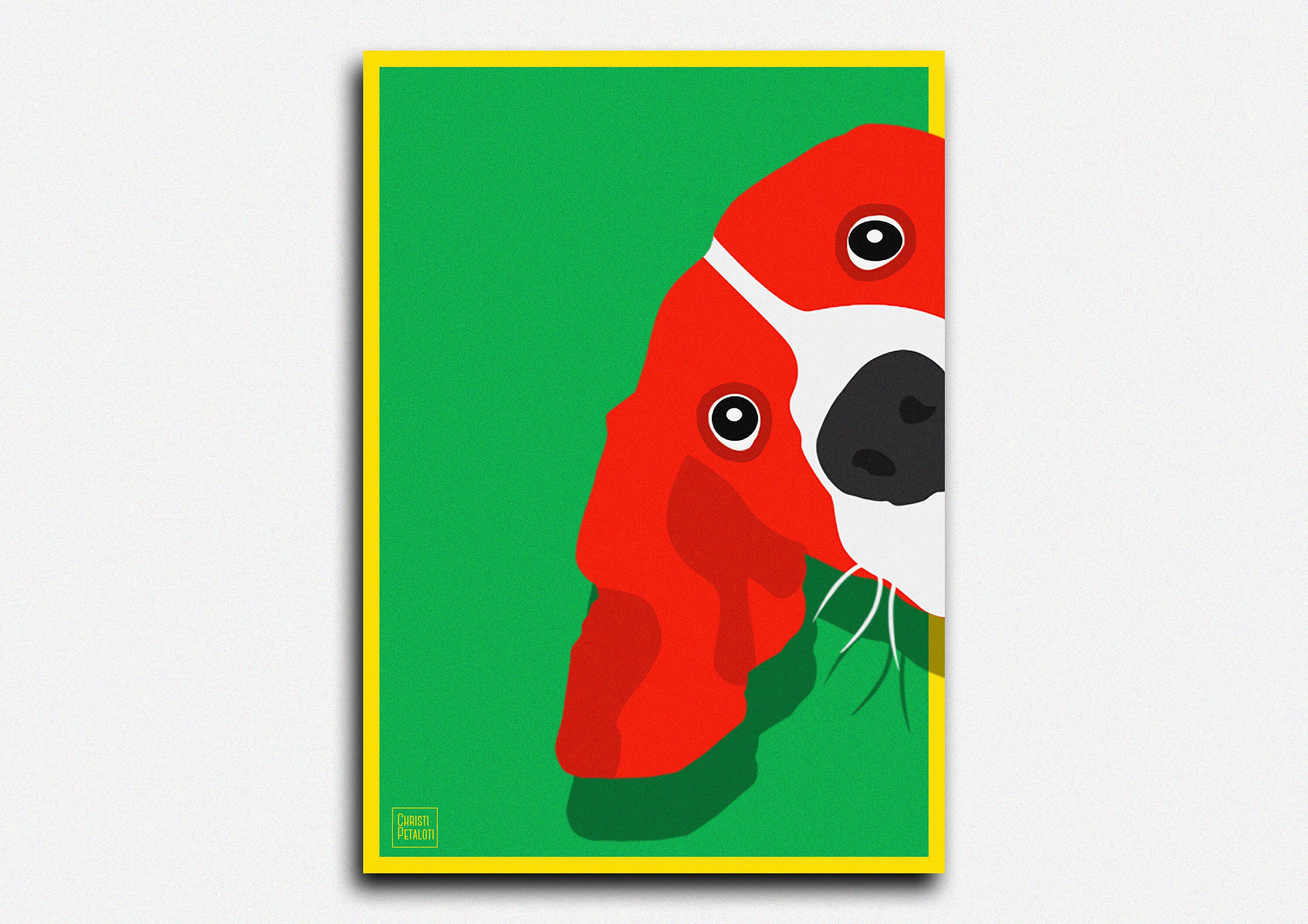 Red Dog Art print digital print illustration print wall | Etsy