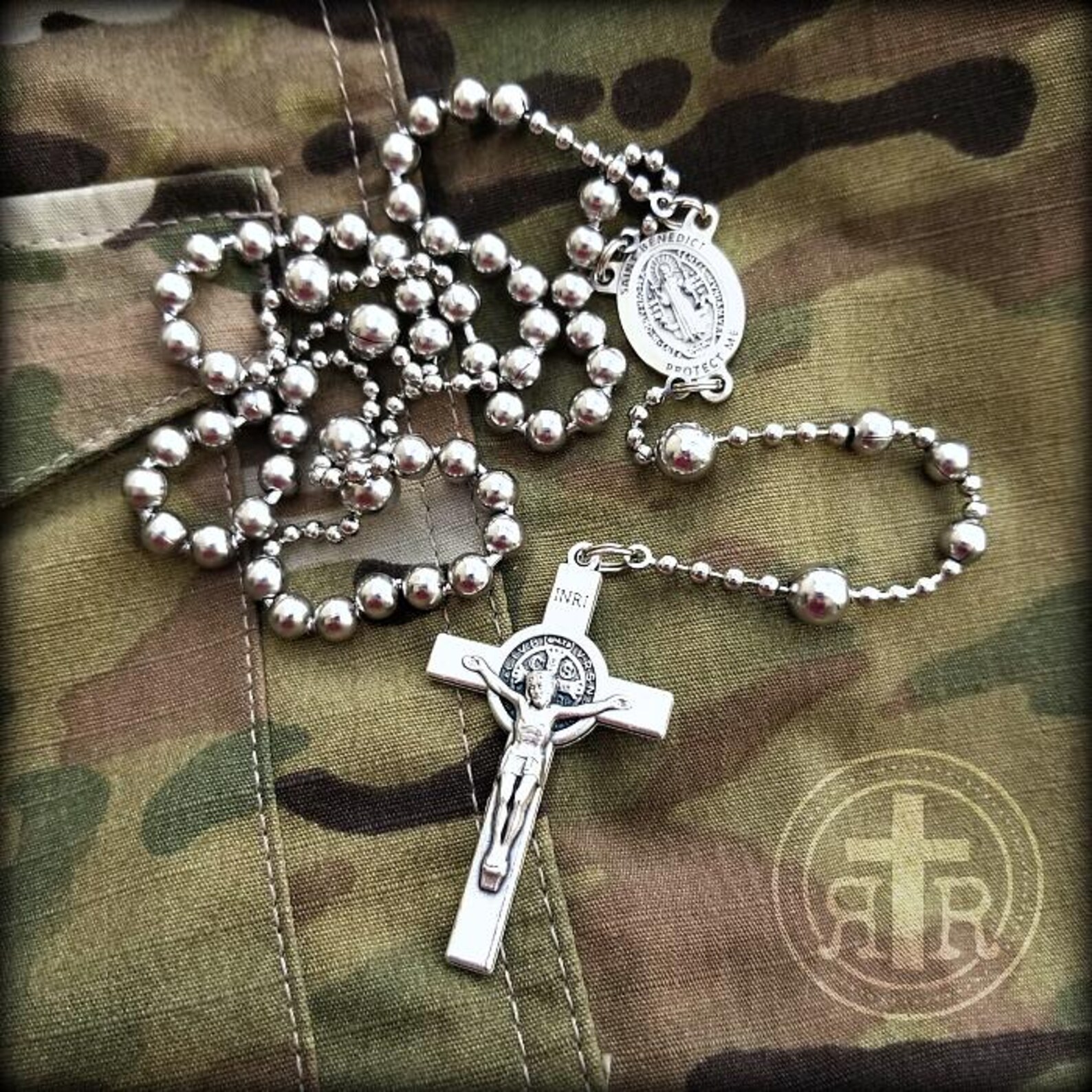 WWI Battle Beads Rosary: St. Benedict Crucifix, Catholic Combat Rosary ...