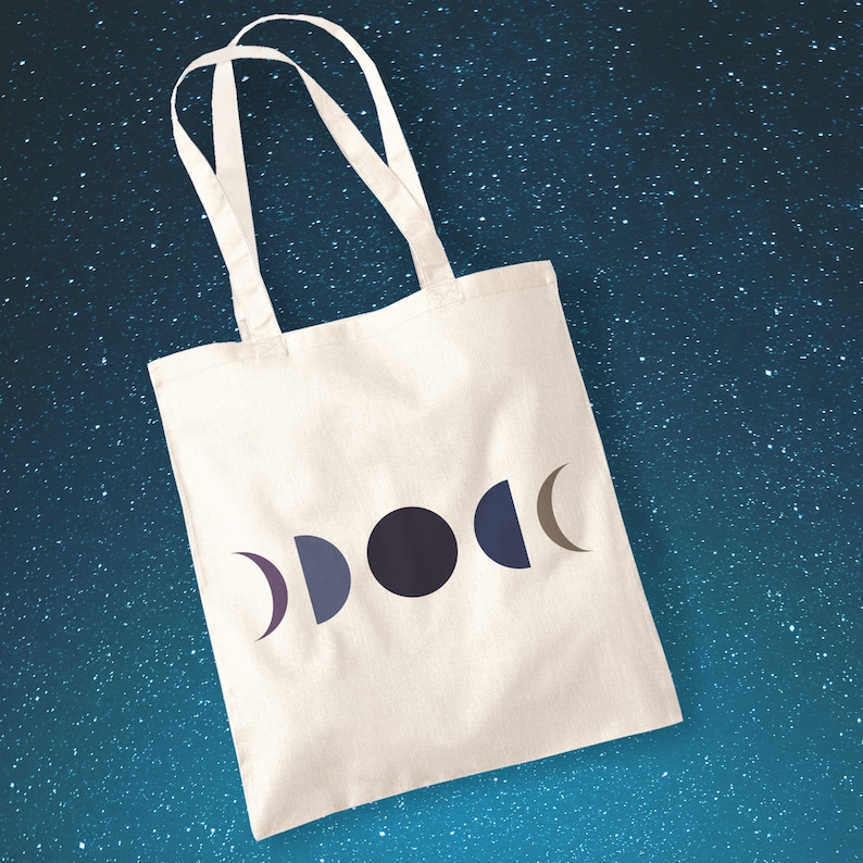 Lunar Moon Phases Tote Bag Minimal Abstract Celestial Night - Etsy