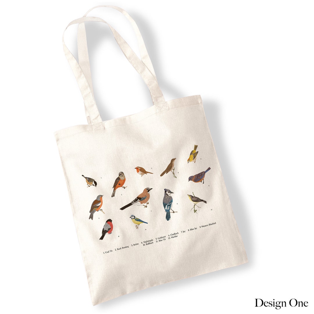 British Garden Bird Tote Bags - Wildlife Ornithology Robin Blue Tit Jay ...