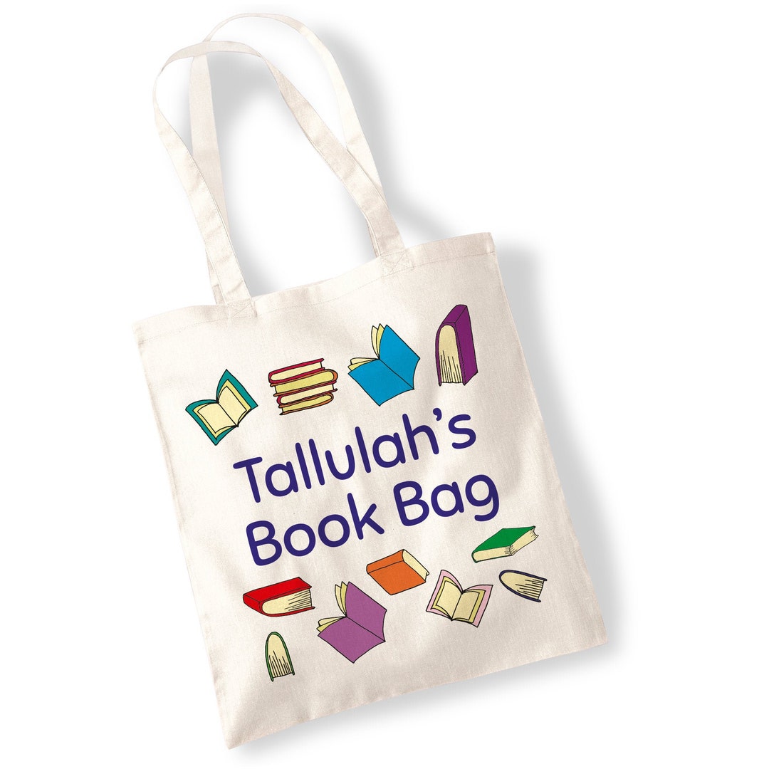 Custom Name Book Bag - Perfect Present for a Bookworm, Kids, School ...