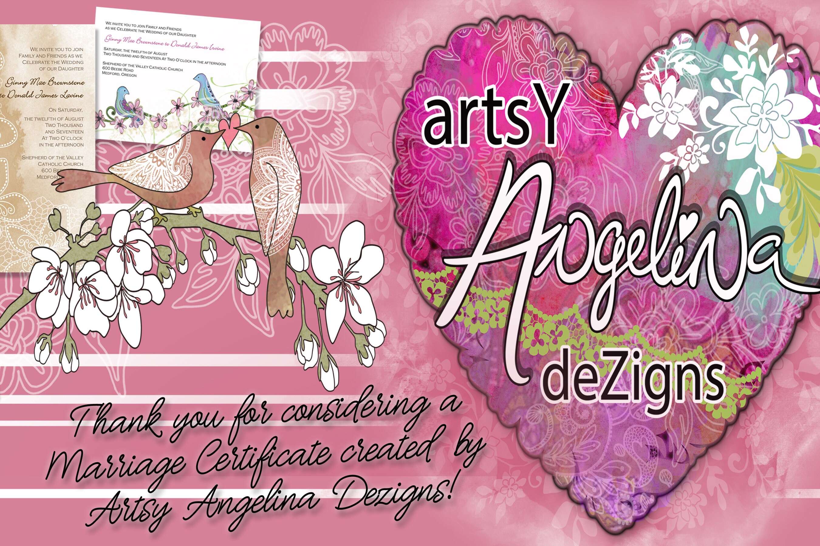 Funky Flowers Orig. Art, DIY Marriage Certificate, Marriage Certificate ...