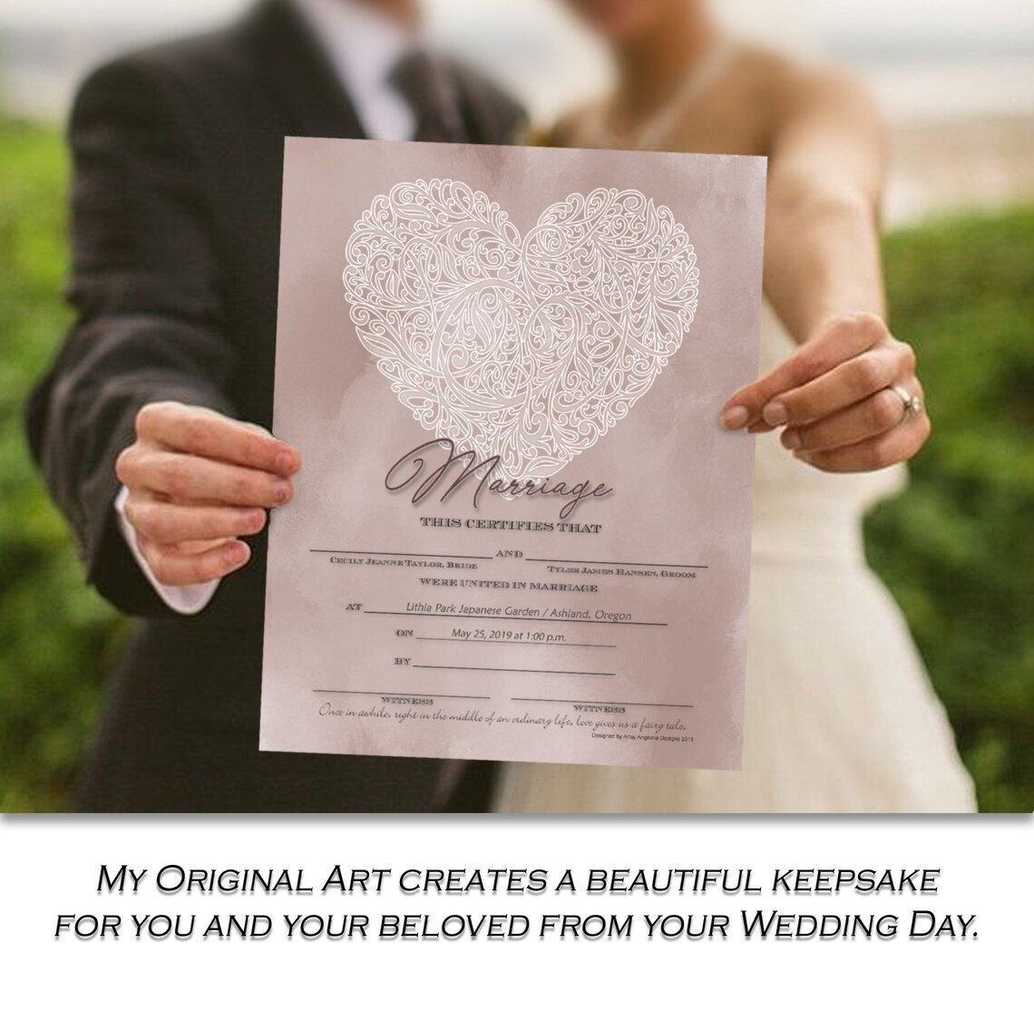 Romantic Heart, DIY Marriage Certificate, Marriage Certificate ...