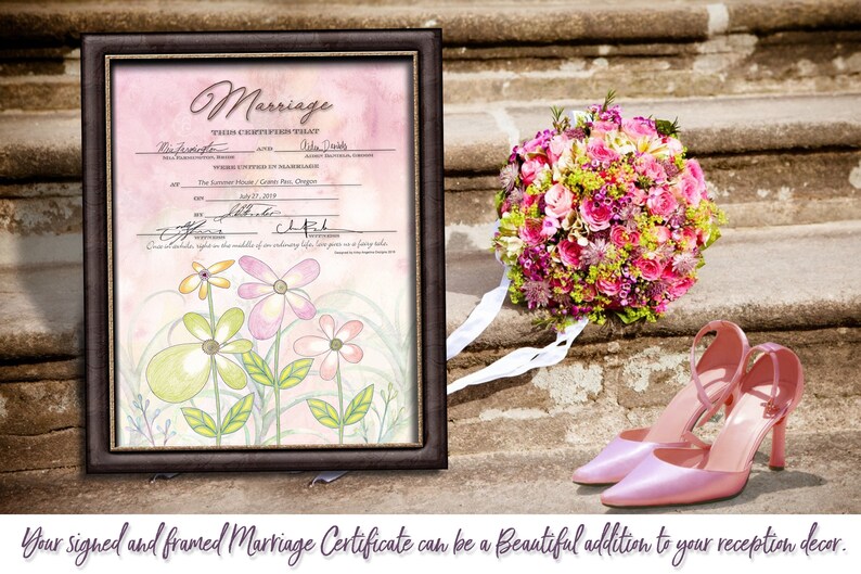 Funky Flowers Orig. Art, DIY Marriage Certificate, Marriage Certificate ...