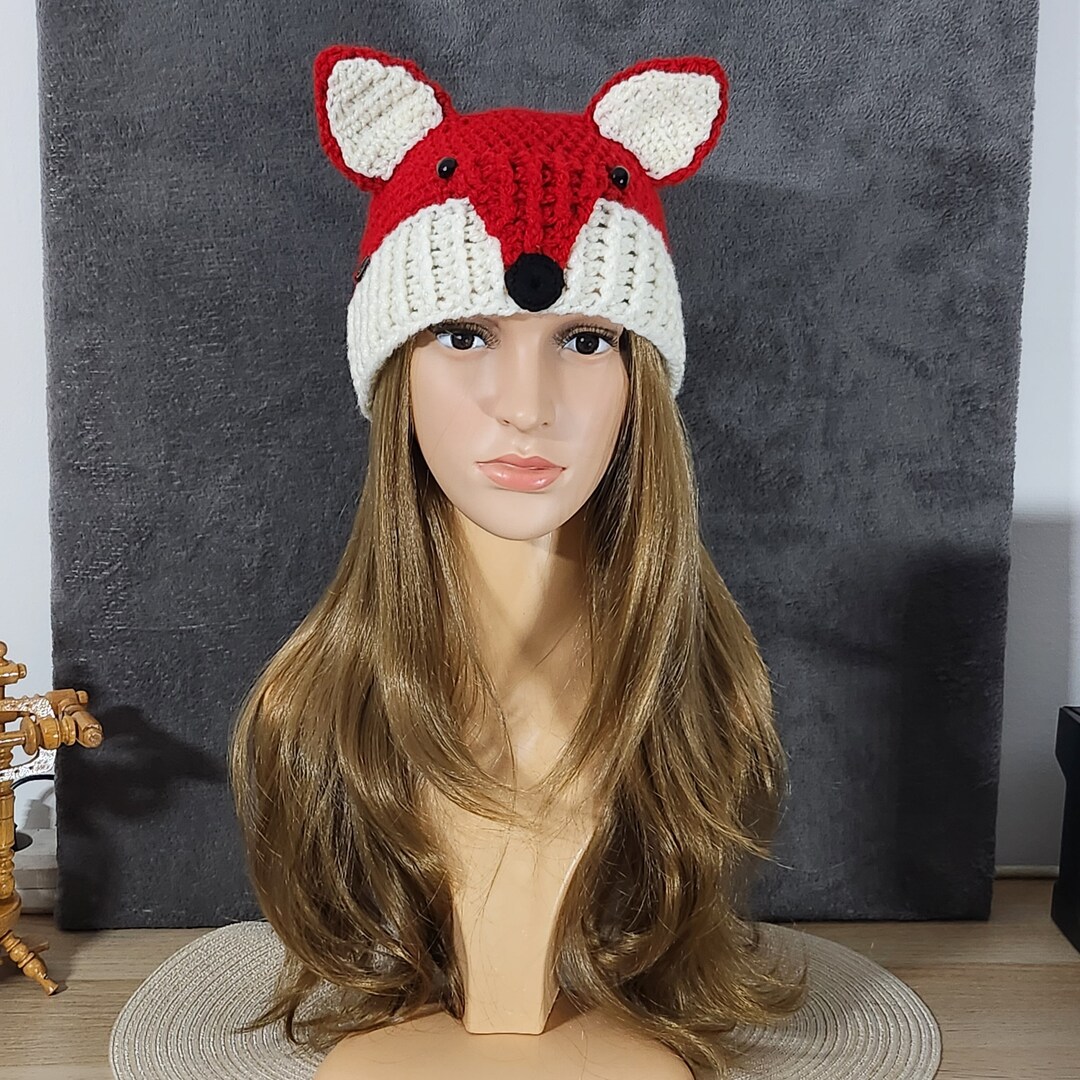 Crochet Hat With Ears Fox Hat Animal Hat Hat FOXY for Head ...