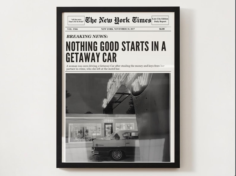 Getaway Car Newspaper Print Taylor Swift Wall Art Taylor Swift Print ...