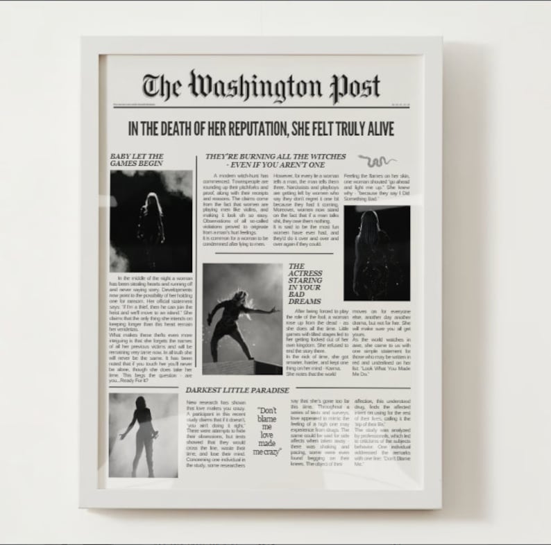 Newspaper Print Taylor Swift Wall Art Taylor Swift Print Eras Tour ...