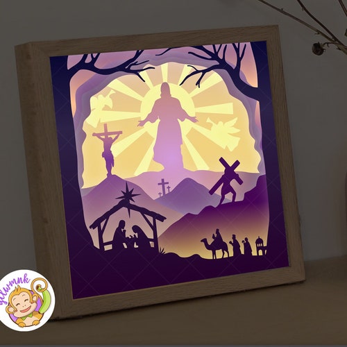 He is Risen 3D Shadow Box Template Easter Jesus Paper Cut - Etsy