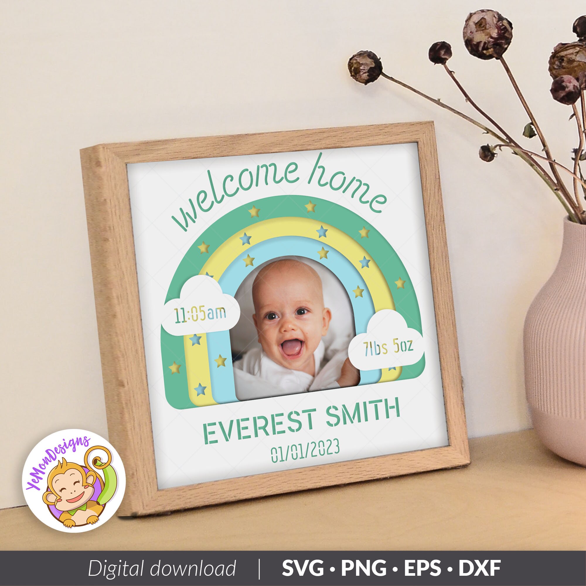 Customizable 3D Baby Stats Shadow Box SVG Baby Birth - Etsy