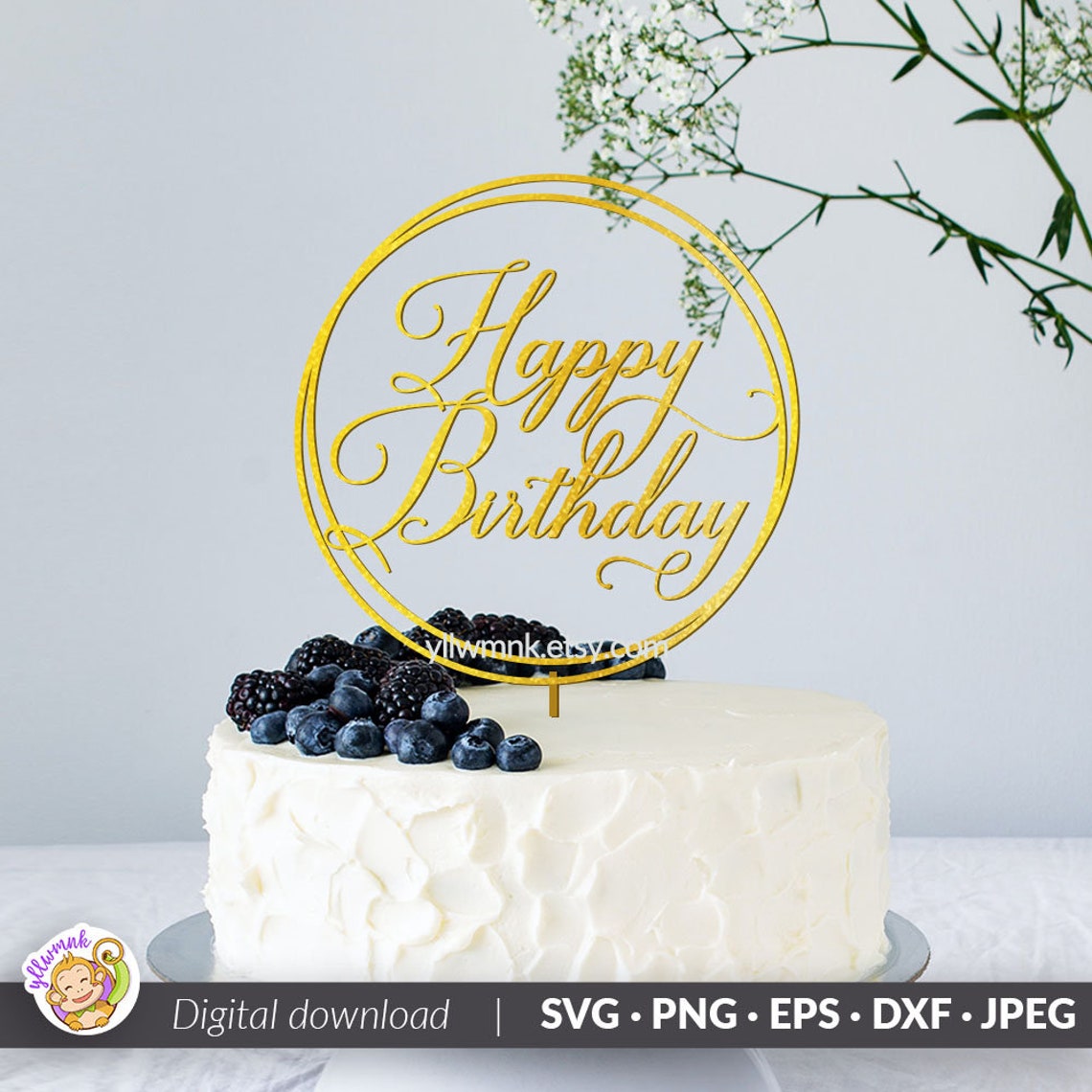 Cake Topper Svg Happy Birthday Svg Birthday Cake Topper SVG - Etsy