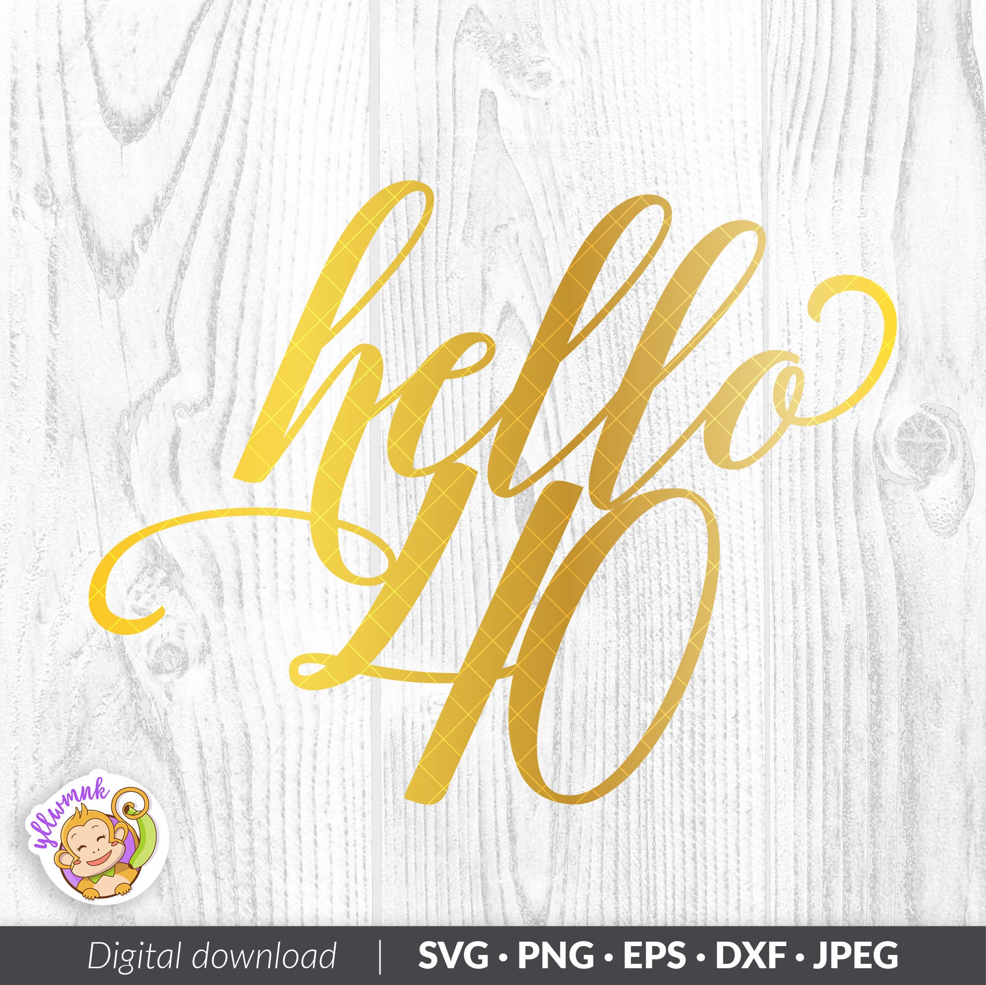 Hello 40 Cake Topper Svg Happy Birthday Svg Birthday Cake | Etsy