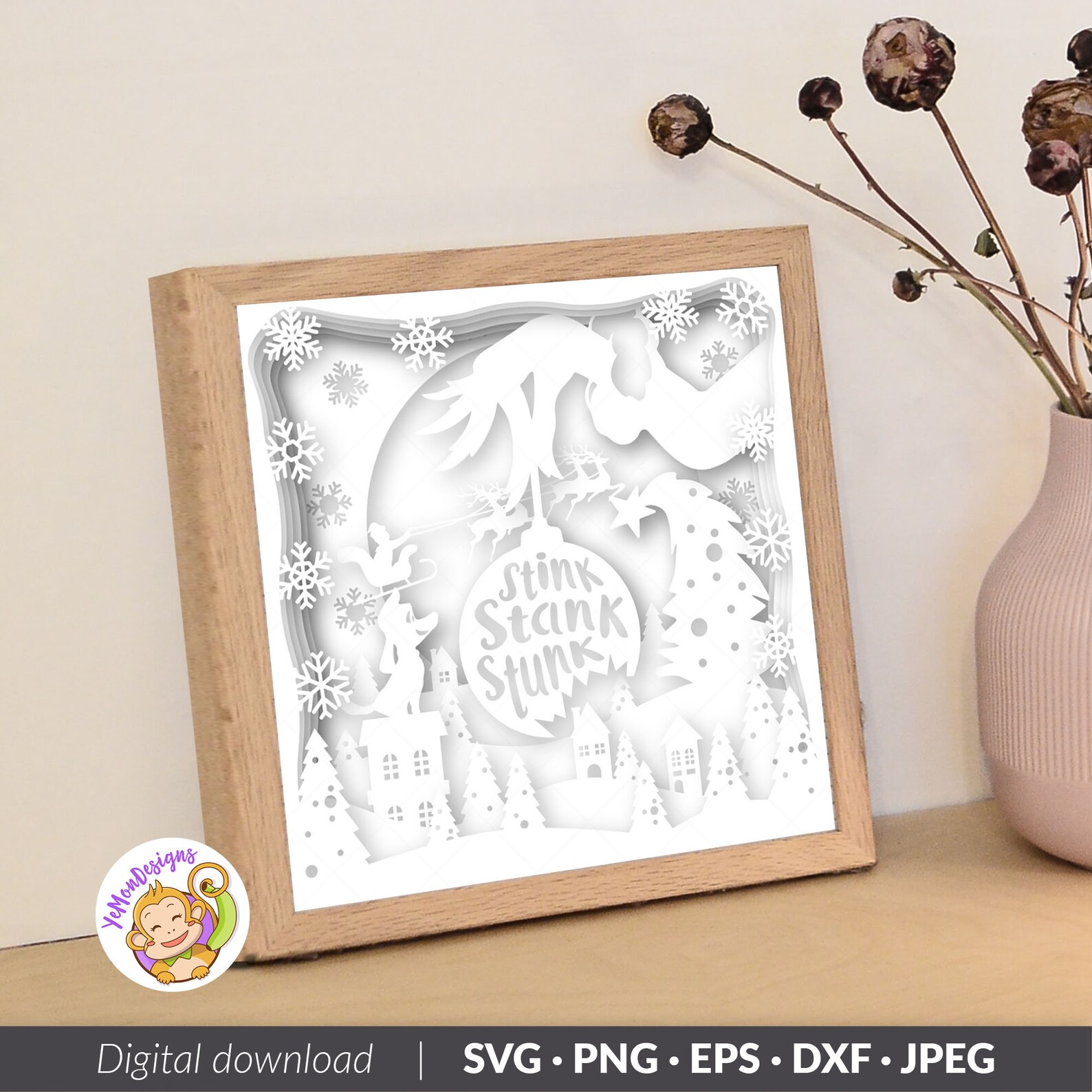 Stole Christmas 3D Shadow Box Template Stink Stank Stunk - Etsy
