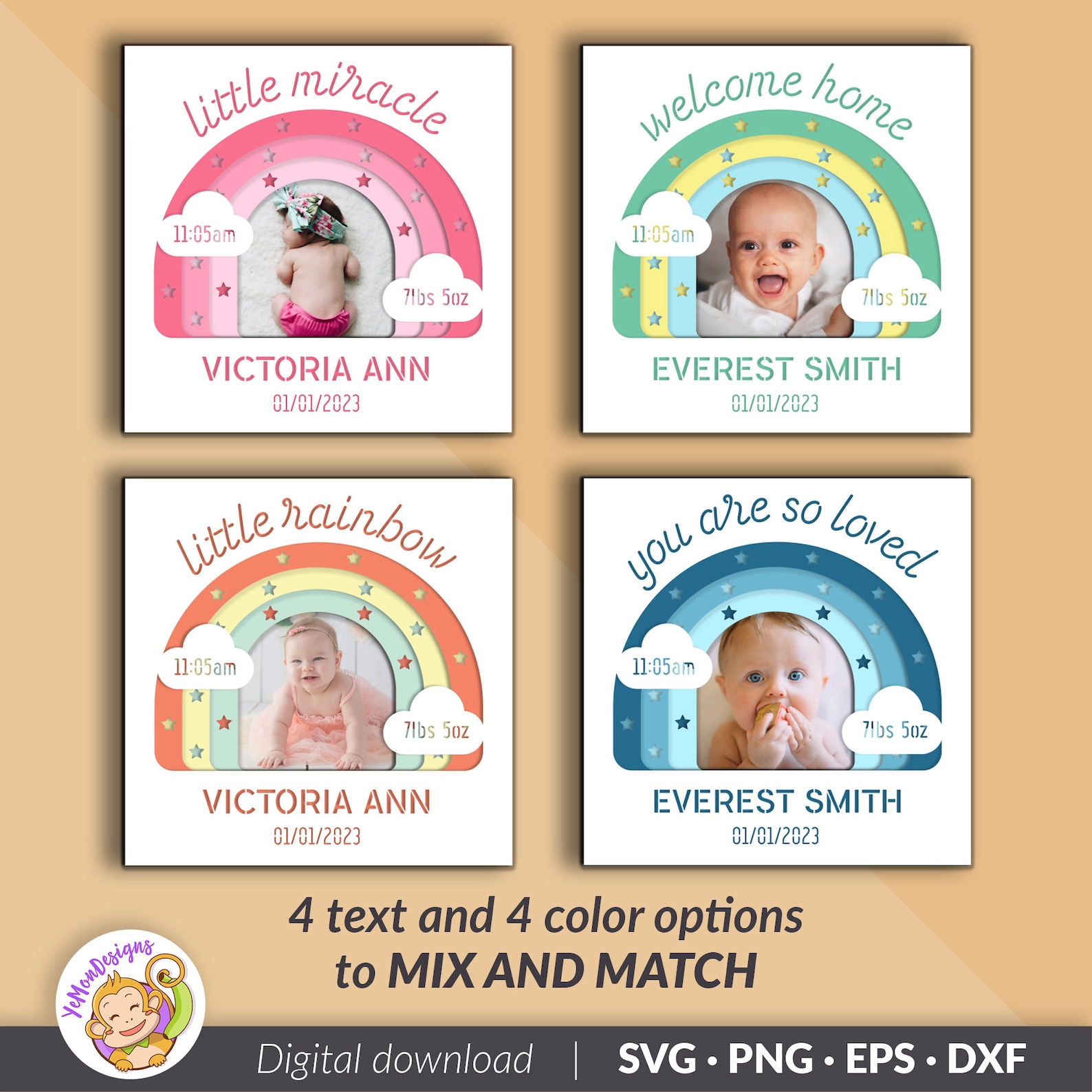 Customizable 3D Baby Stats Shadow Box SVG Baby Birth - Etsy