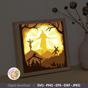 3D Cross Shadow Box SVG/PNG Cut Files Cross Easter Faith 3D Shadow Box ...