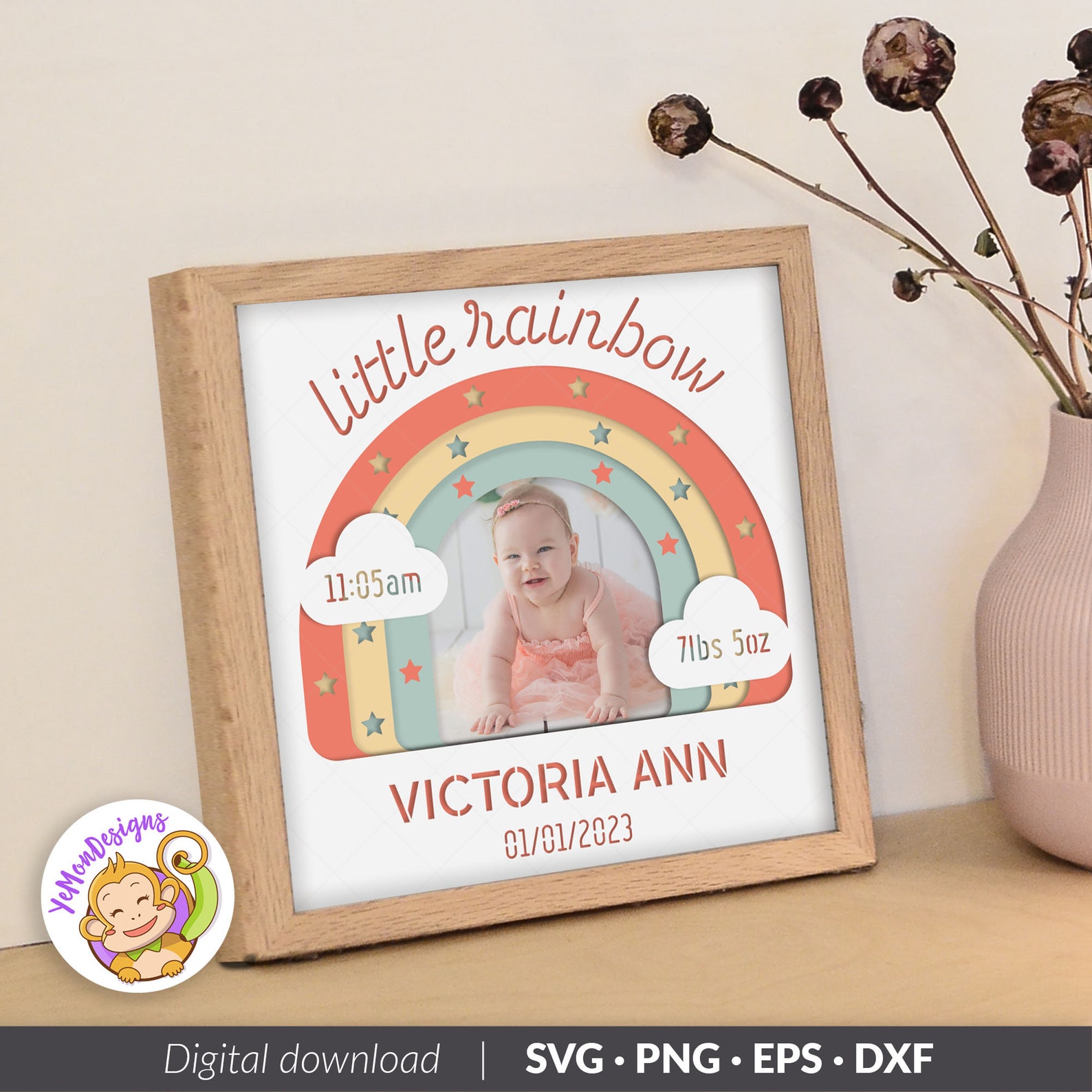 Customizable 3D Baby Stats Shadow Box SVG Baby Birth - Etsy