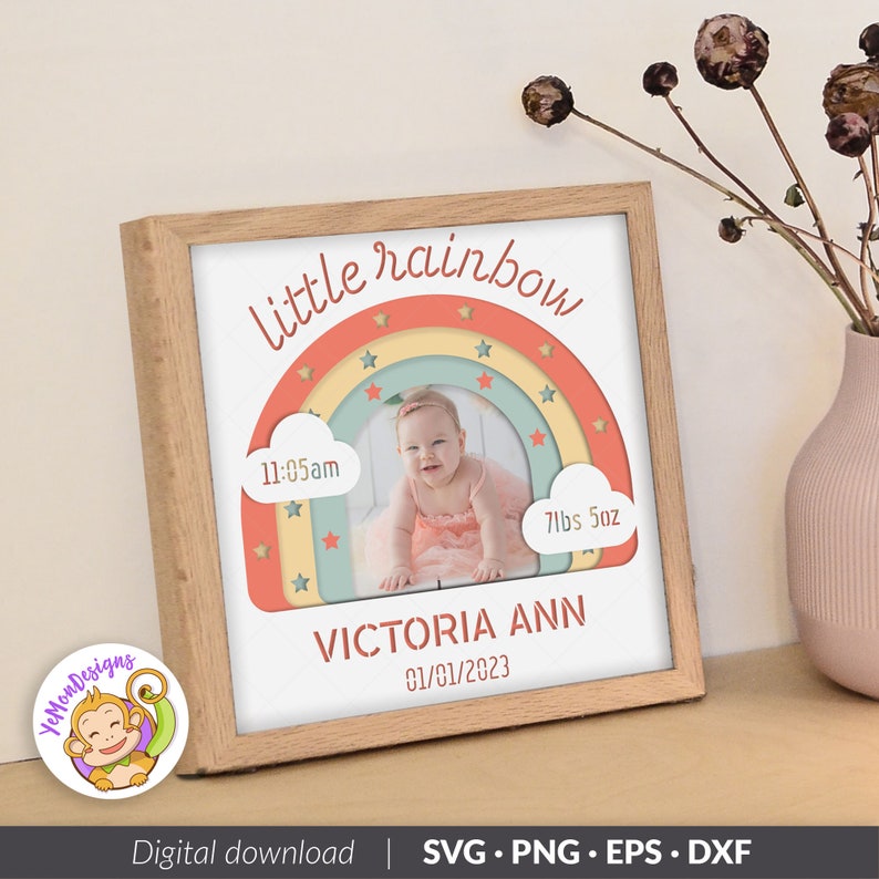Customizable 3D Baby Stats Shadow Box SVG Baby Birth - Etsy