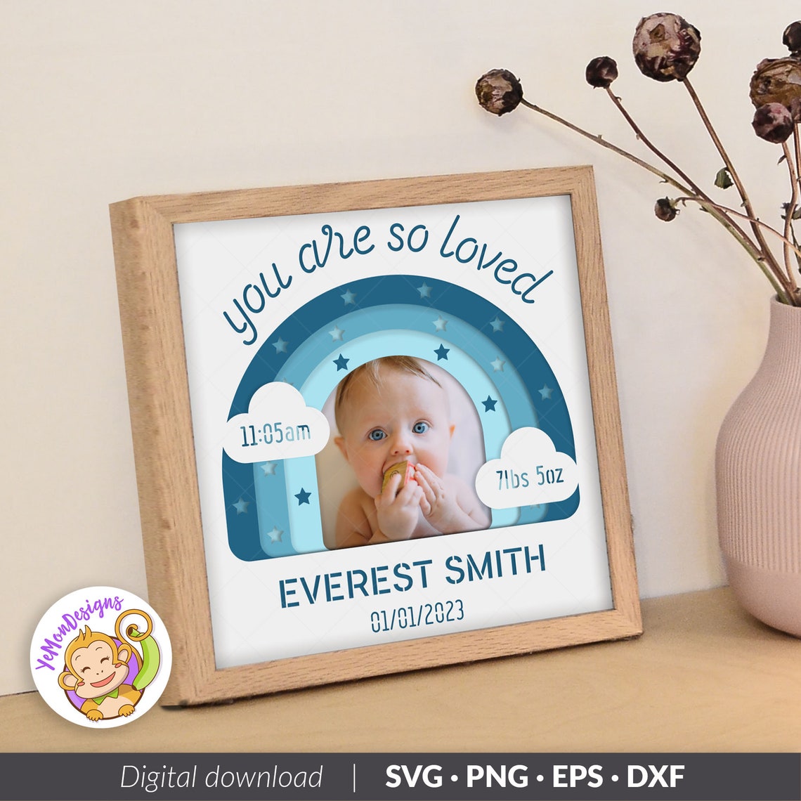 Customizable 3D Baby Stats Shadow Box SVG Baby Birth - Etsy