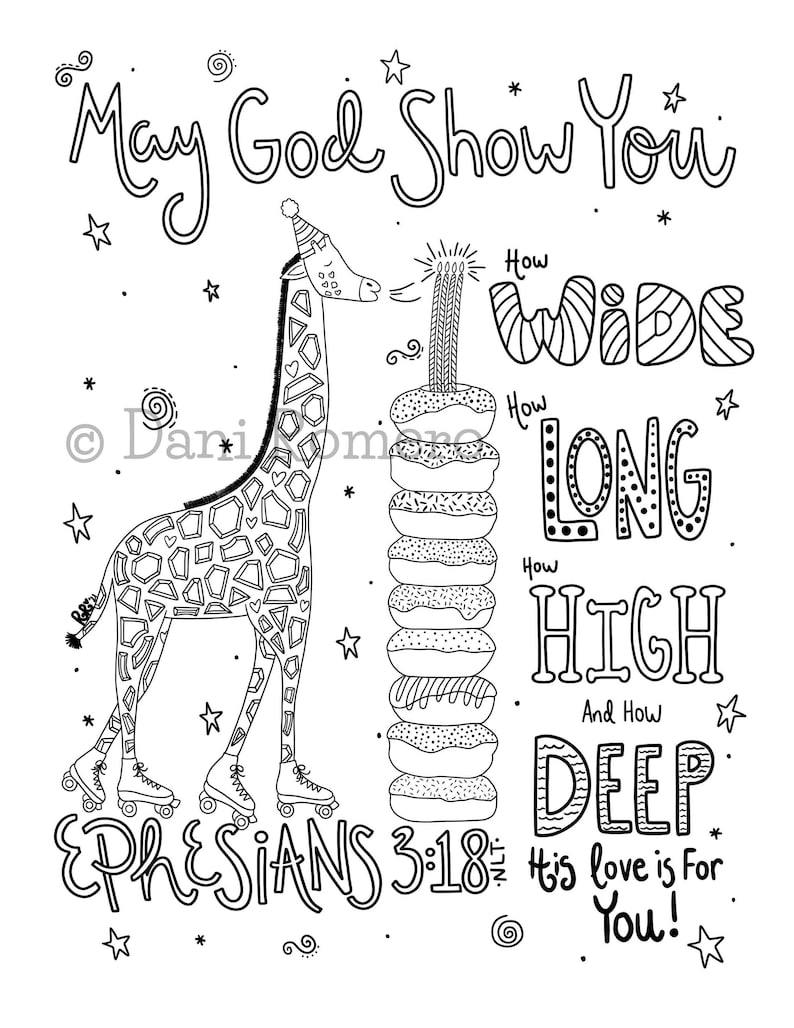 Ephesians 3:18/how Wide, Long,and Deep/bible Affirmation Coloring ...