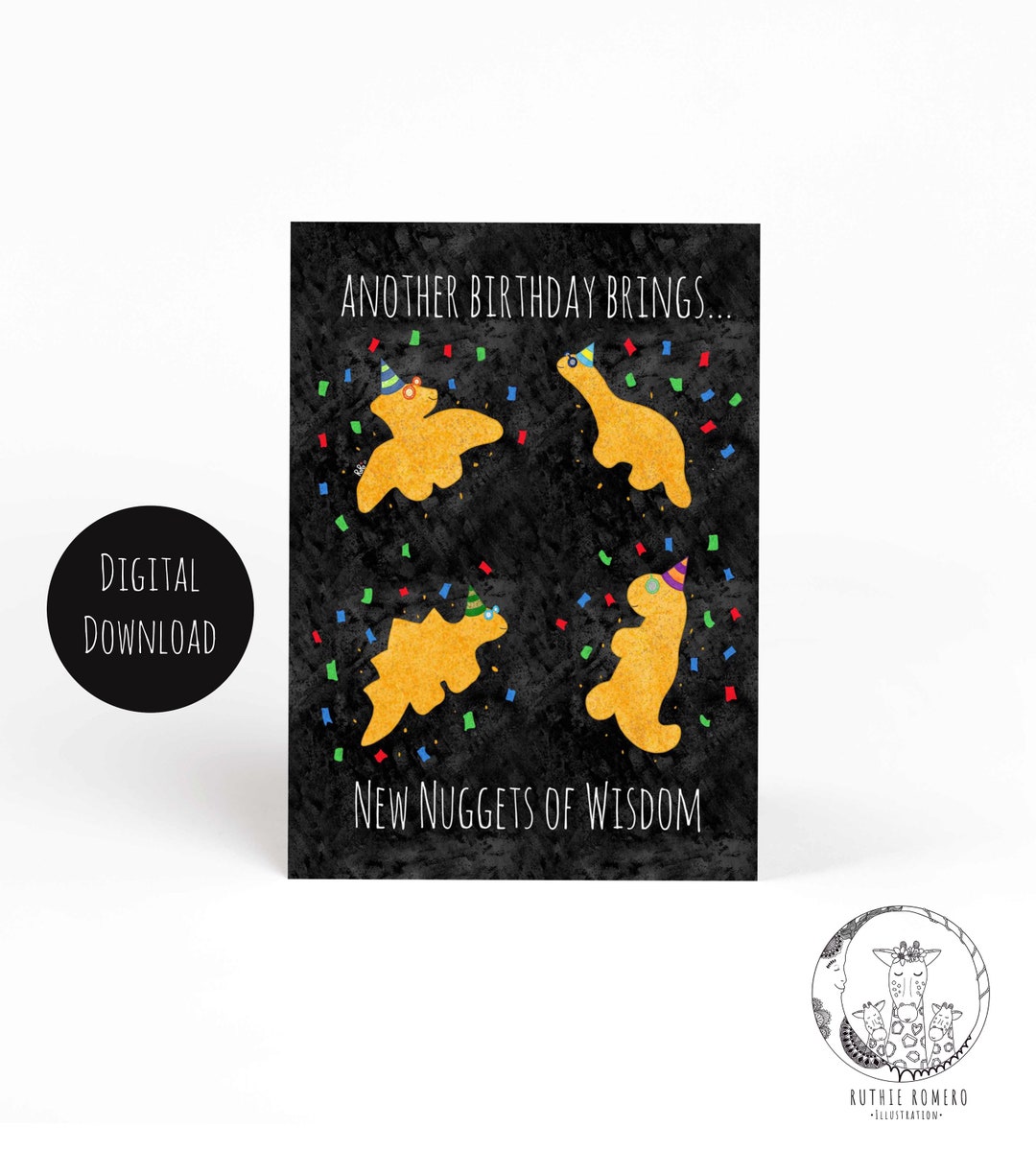 Chicken Nugget Funny Birthday Card/nuggets of Wisdom/punny Birthday ...