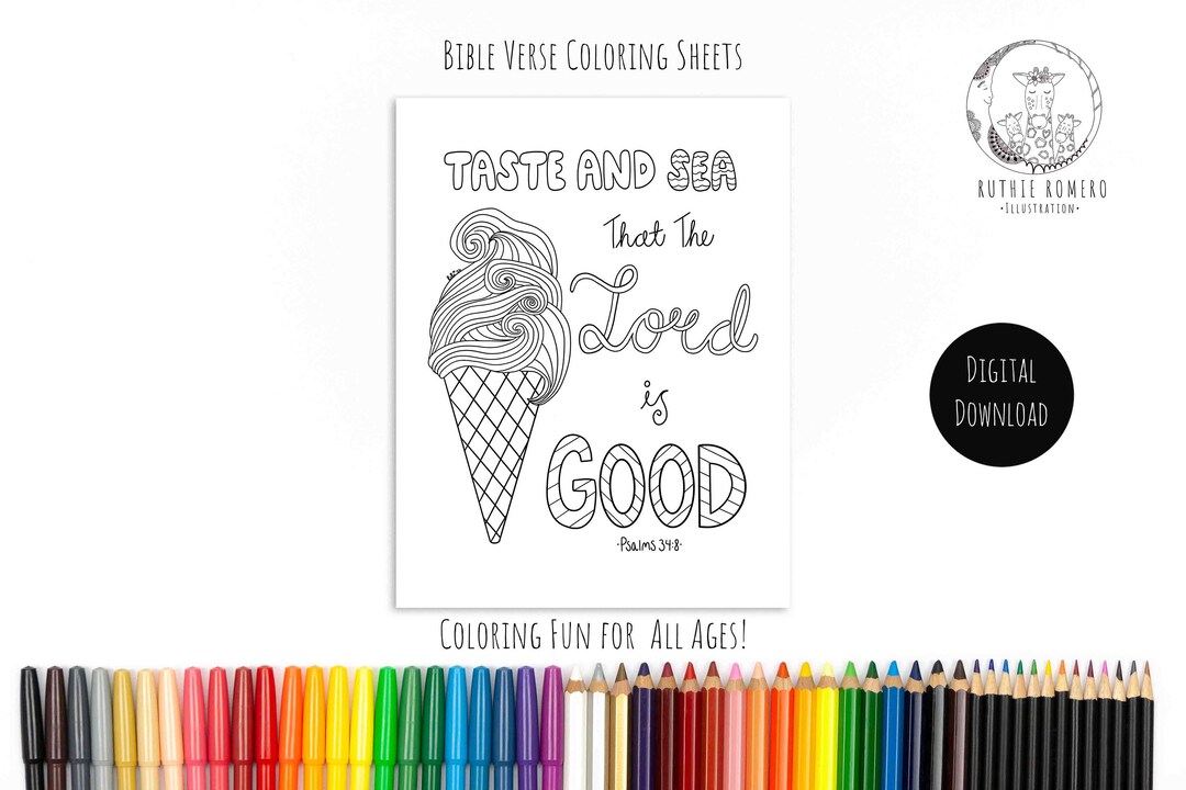 Taste and See the Lord is Good/psalms Coloring/ice Cream/christian ...