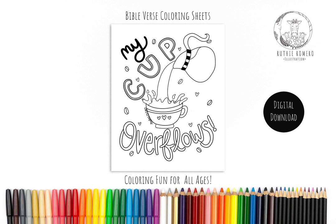 My Cup Overflows/psalms Coloring Pages/coffee Lover Coloring/psalms ...