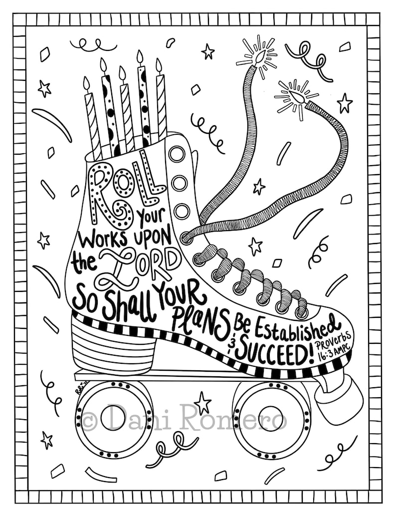 Proverbs 16:3/proverbs Coloring Page/bible Verse Coloring /roller Skate ...