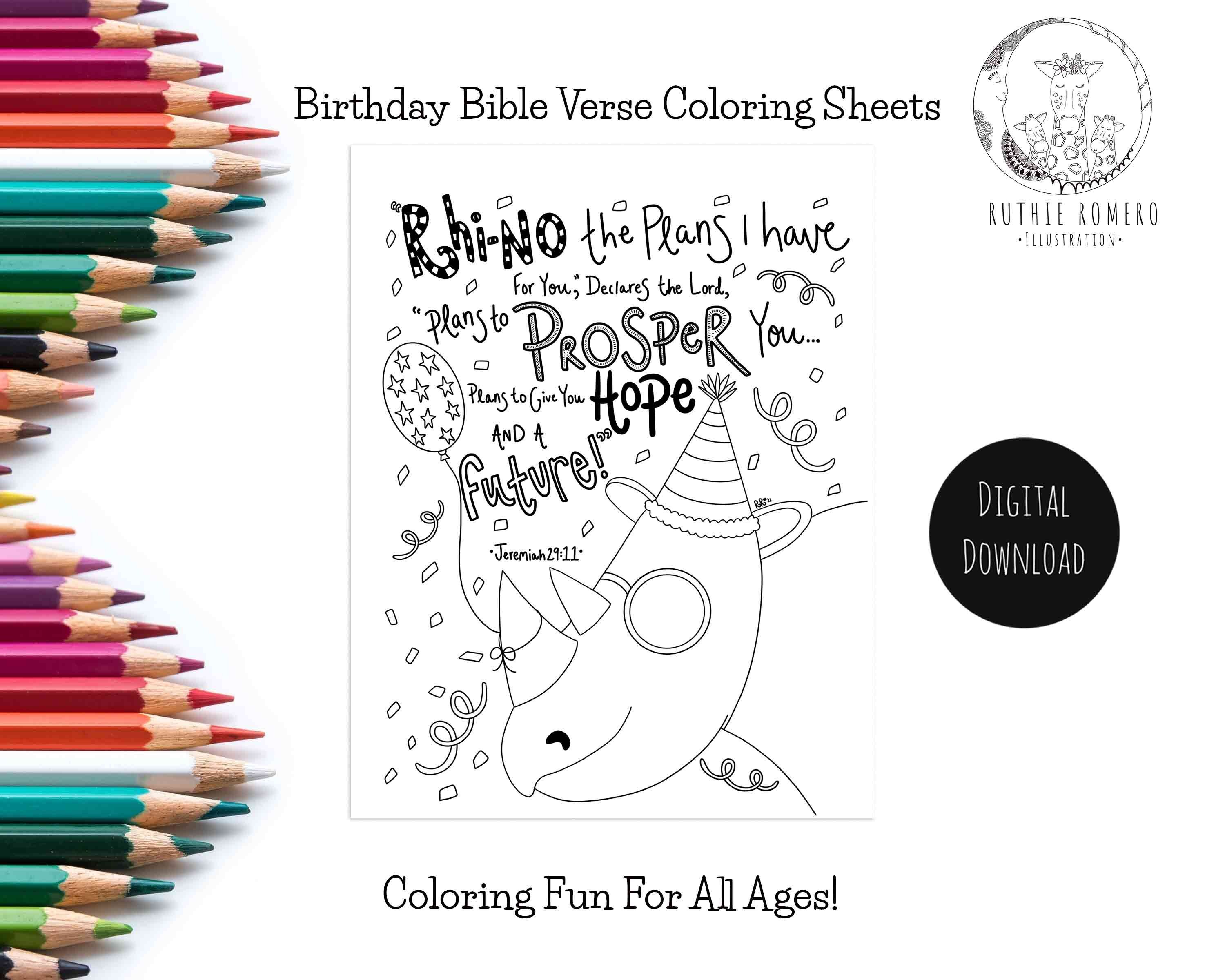 Jeremiah 29:11/I Know the Plans for You/bible Verse Coloring Page/rhino ...