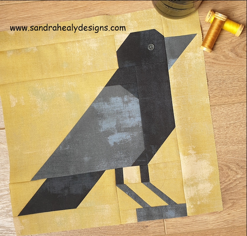 Halloween Crow Quilt Block Pattern, Machine Pieced, PDF Digital Instant ...