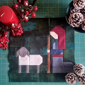 Nativity Quilt Block Pattern, Kneeling Shepherd With Sheep Christmas ...
