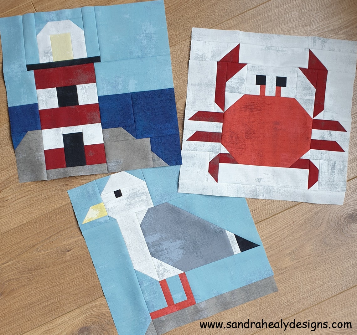 Crab Nautical Quilt Block Pattern Machine Pieced Digital PDF - Etsy
