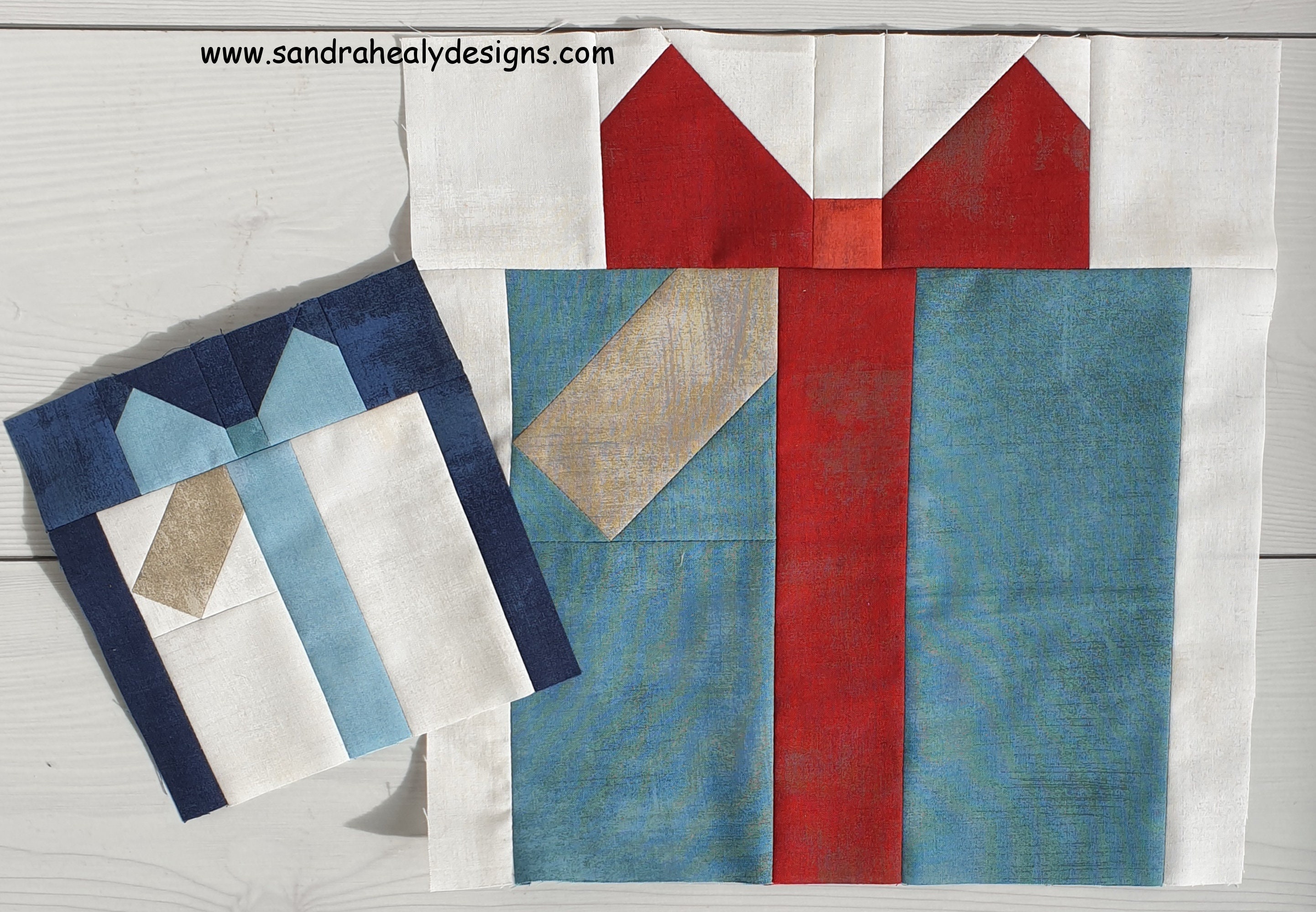 Gift Christmas Present Quilt Pattern, Easy, Machine Pieced Quilt Block ...