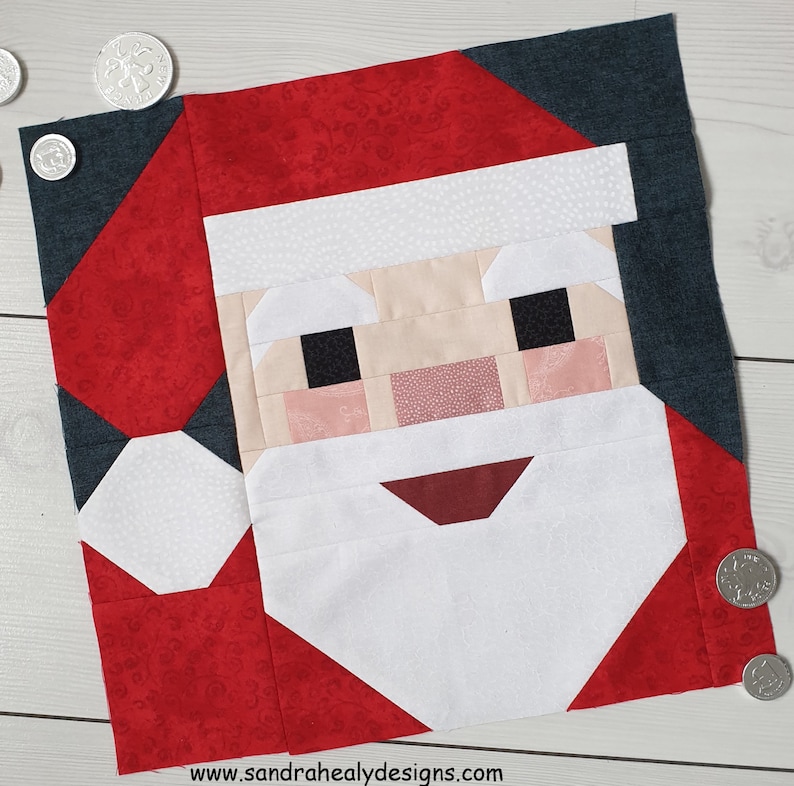Santa Christmas Quilt Block Pattern, Machine Pieced, PDF Instant ...