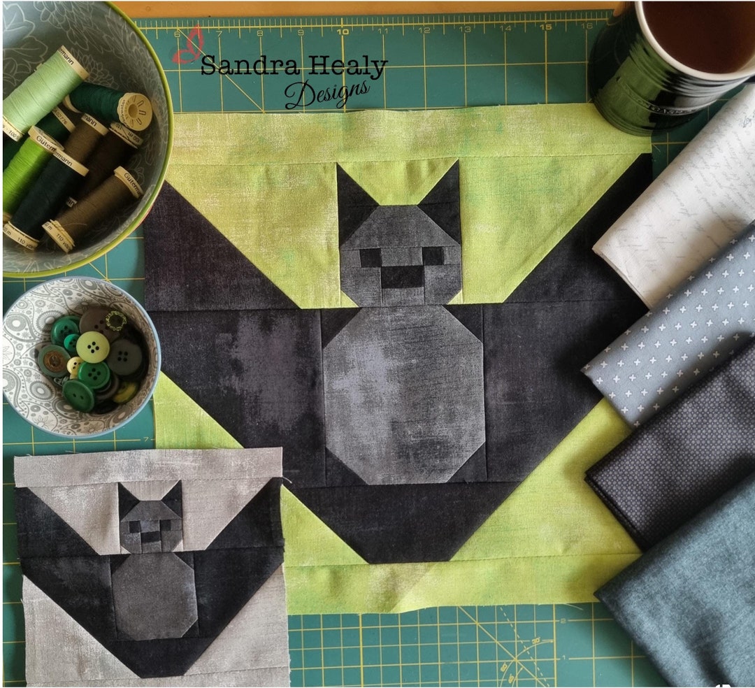 Halloween Bat Quilt Block Pattern, Machine Pieced, Instant Digital ...