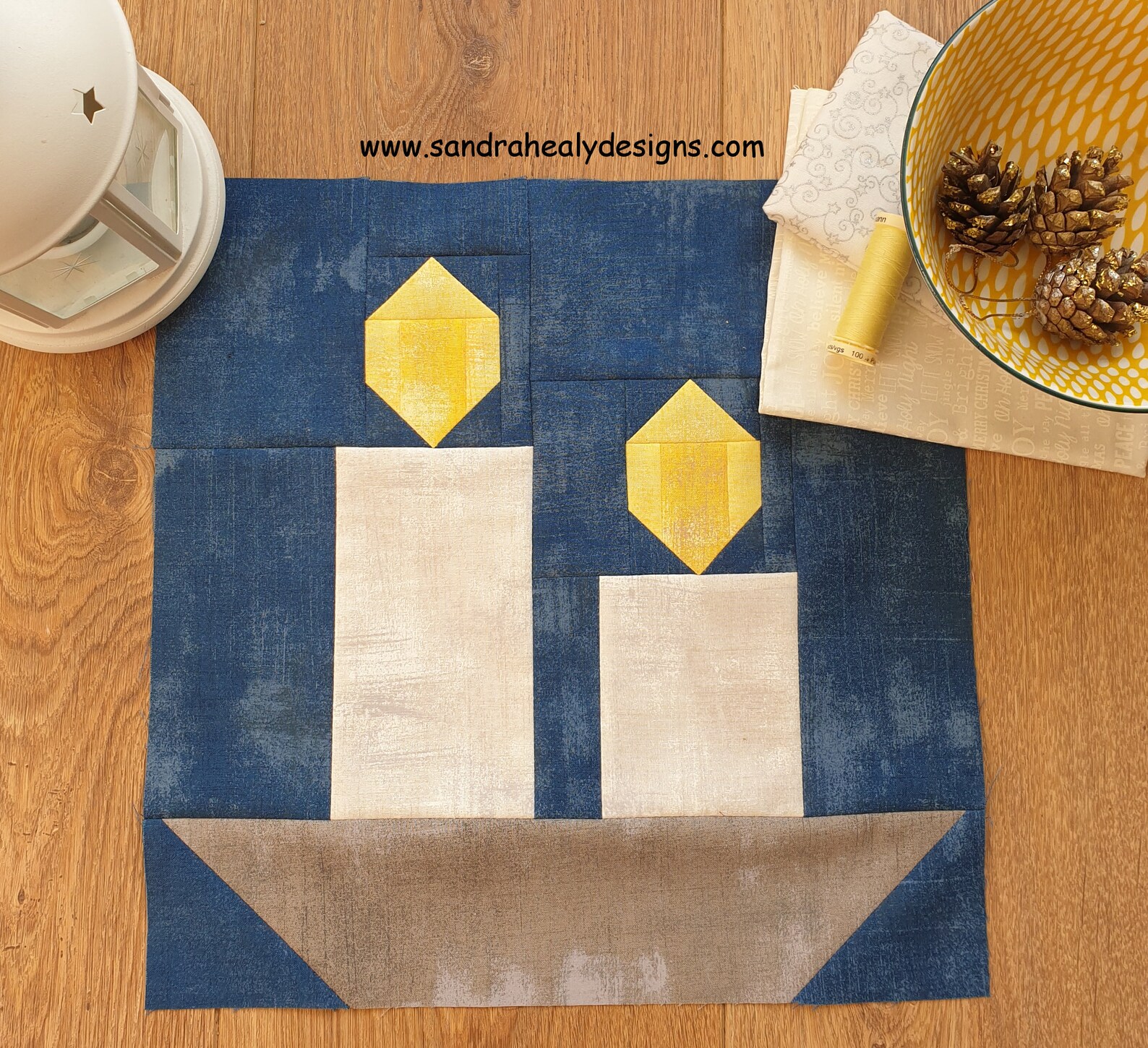 Christmas Candle Quilt Block Pattern, Machine Pieced, Instant Download ...