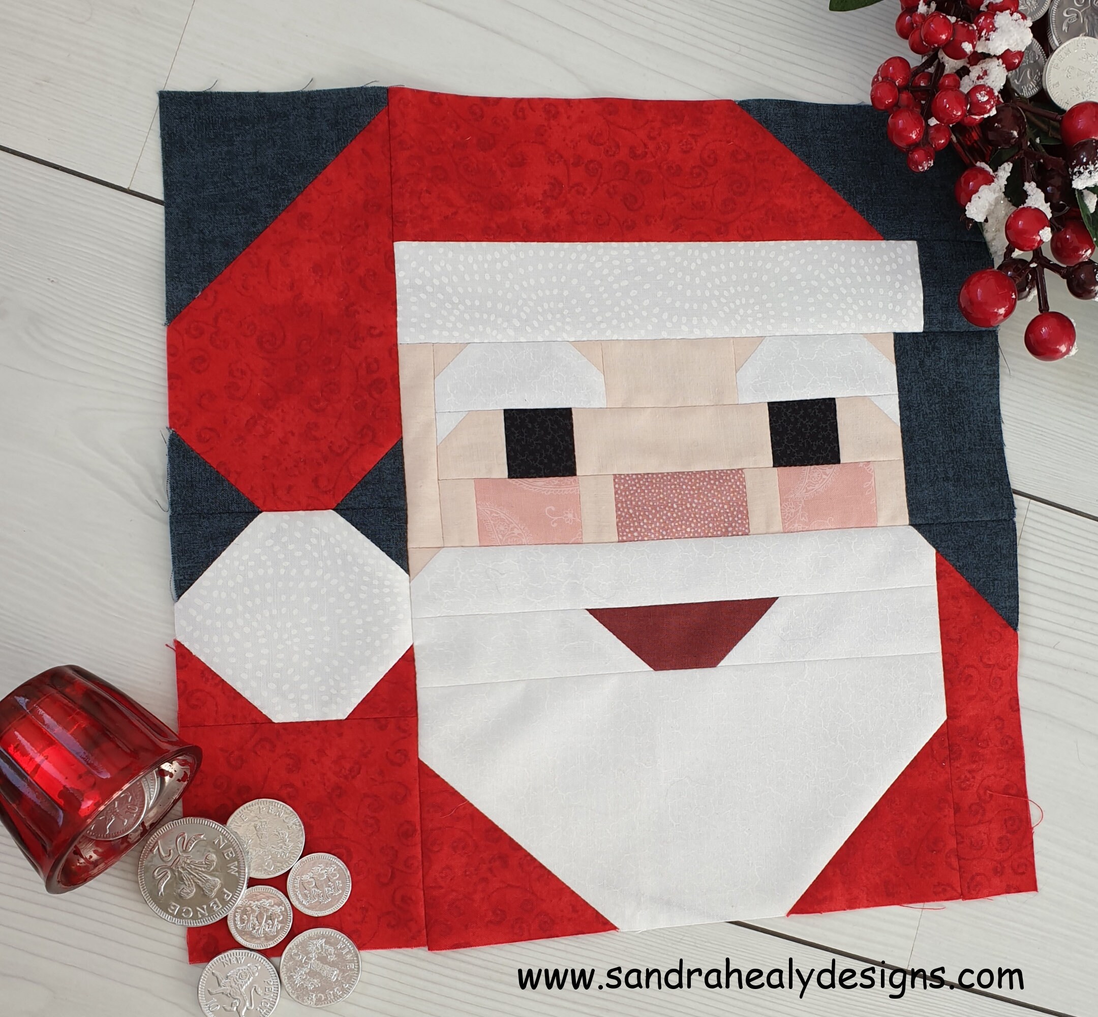 Santa Christmas Quilt Block Pattern, Machine Pieced, PDF Instant ...