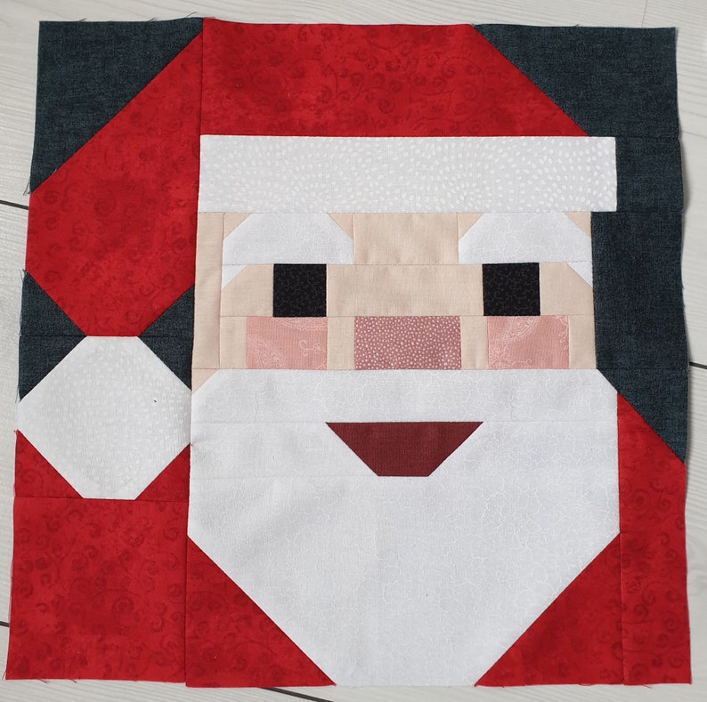 Santa Christmas Quilt Block Pattern, Machine Pieced, PDF Instant ...