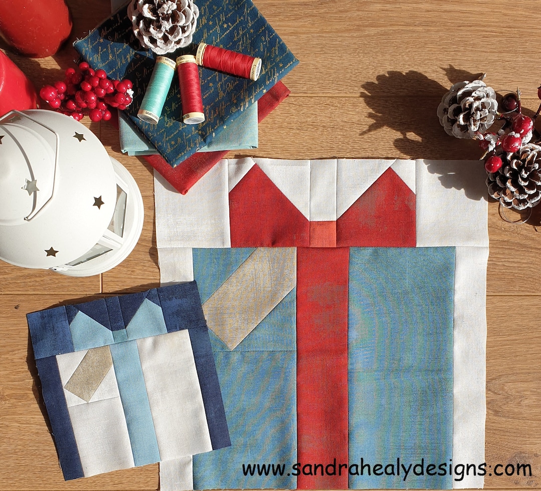 Gift Christmas Present Quilt Pattern, Easy, Machine Pieced Quilt Block ...